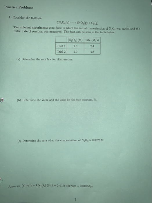 Solved Practice Problems 1. Consider the reaction Two | Chegg.com