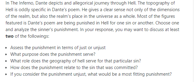 Solved In The Inferno, Dante depicts and allegorical journey | Chegg.com