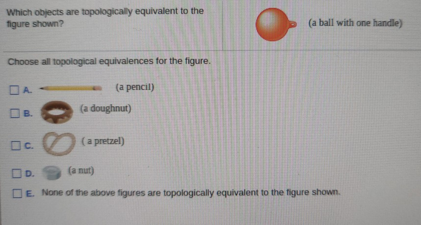 Solved Which objects are topologically equivalent to the | Chegg.com