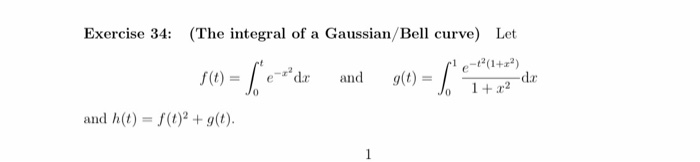 Solved Exercise 34: (The integral of a Gaussian/Bell curve) | Chegg.com