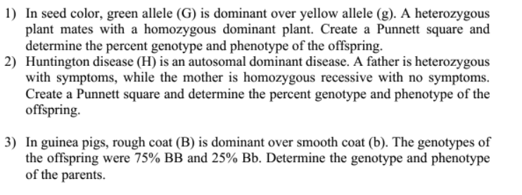 Solved Describe the genotypes and phenotypes of the | Chegg.com