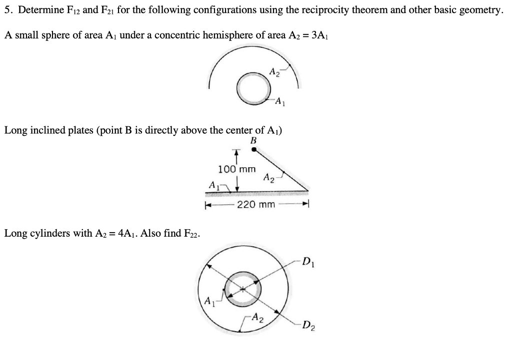 Solved 5. Determine F12 and F21 for the following | Chegg.com