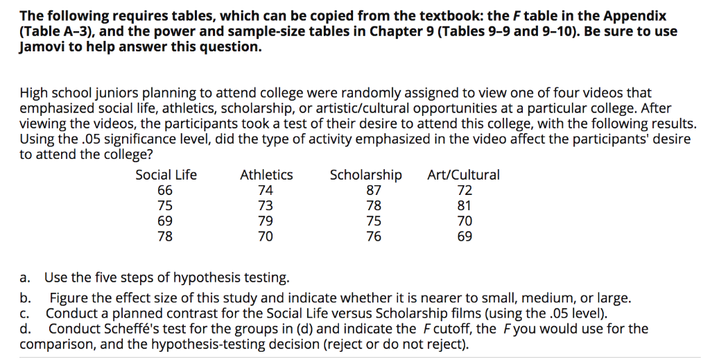 The following requires tables, which can be copied | Chegg.com