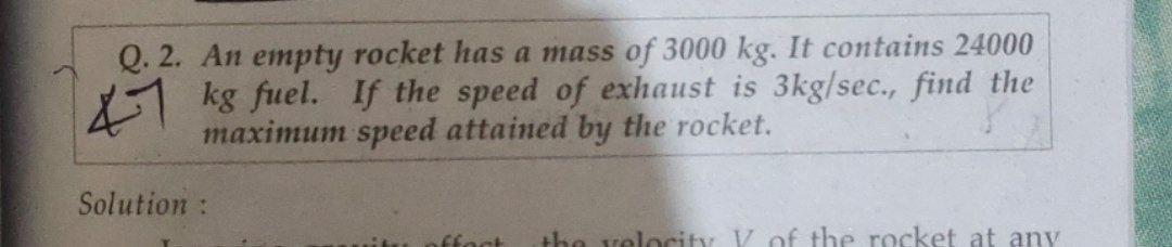 Solved Q. 2. An empty rocket has a mass of 3000 kg. It | Chegg.com