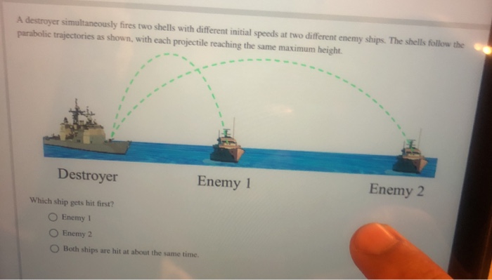 Solved A destroyer simultaneously fires two shells with | Chegg.com