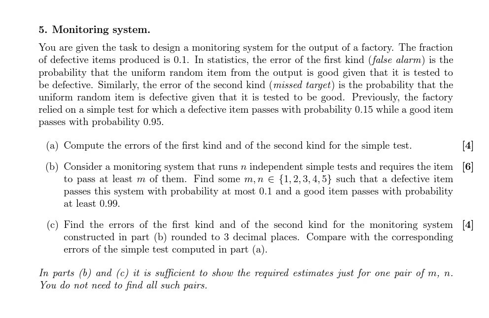 Solved 5. Monitoring system. You are given the task to | Chegg.com