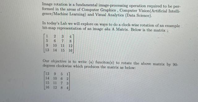 Solved Image rotation is a fundamental image-processing | Chegg.com
