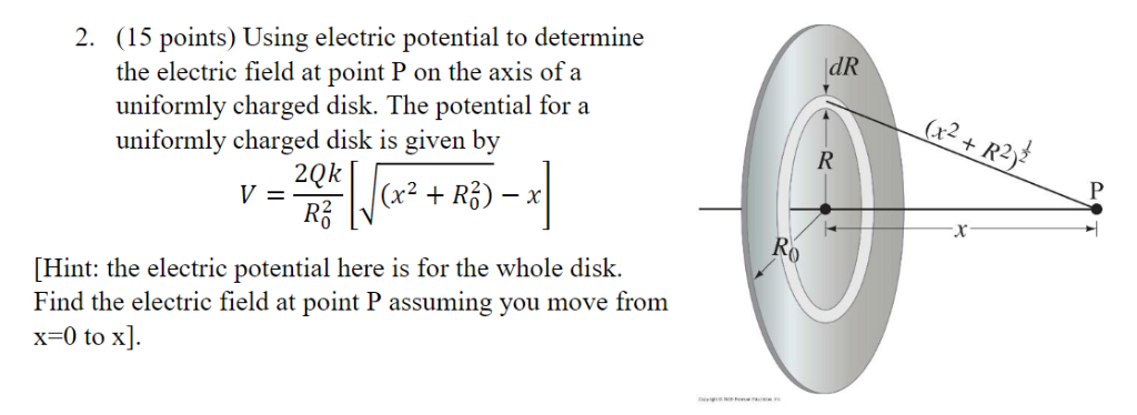 Solved dq (15 points) A thin circular ring of radius R has a | Chegg.com