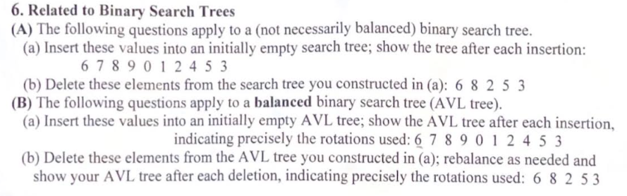 6 Related To Binary Search Trees A The Following 7398
