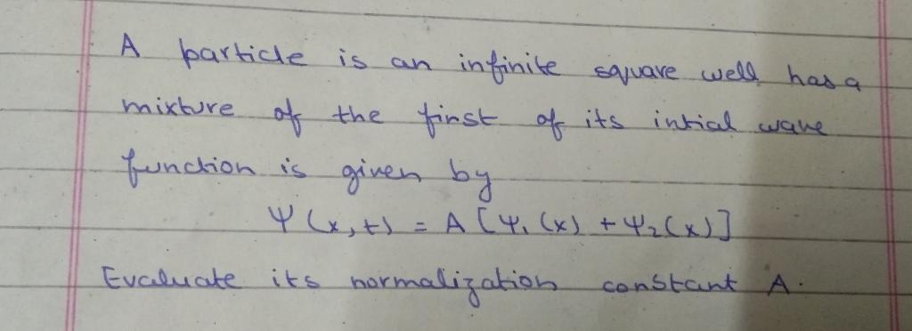Solved A particle is an infinite square well has a mixture | Chegg.com