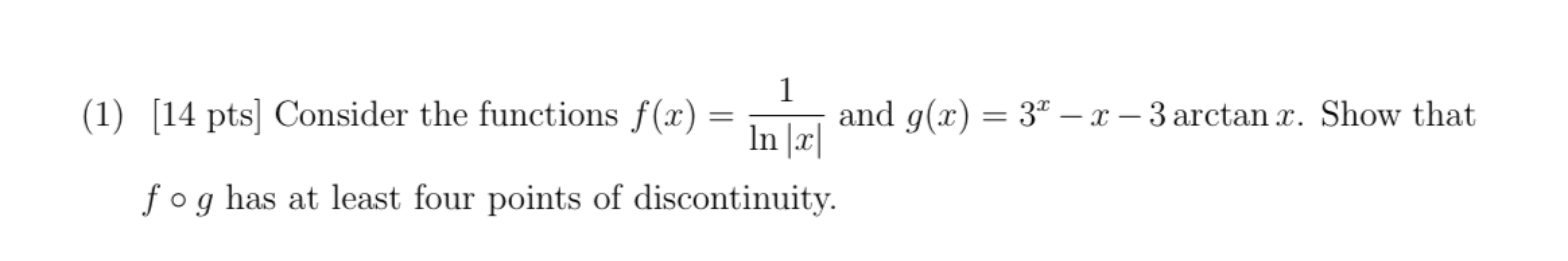 Solved Consider the functions f(x)=1ln|x| ﻿and | Chegg.com