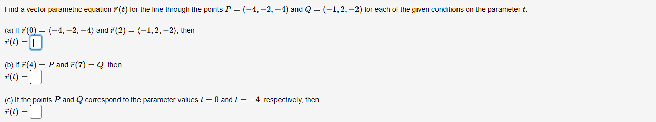 Solved Find a vector parametric equation rt(t) for the line | Chegg.com