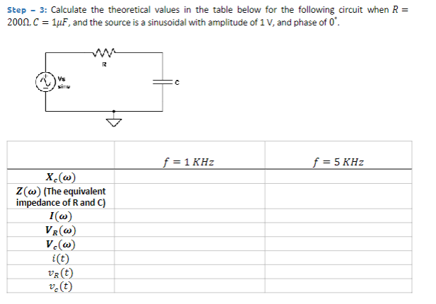 Solved Step - 3: Calculate the theoretical values in ﻿the | Chegg.com