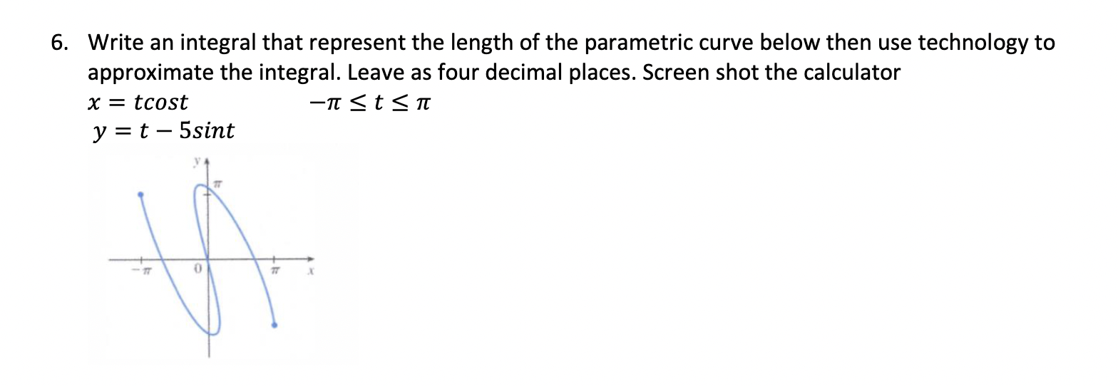 Solved 6. Write an integral that represent the length of the | Chegg.com