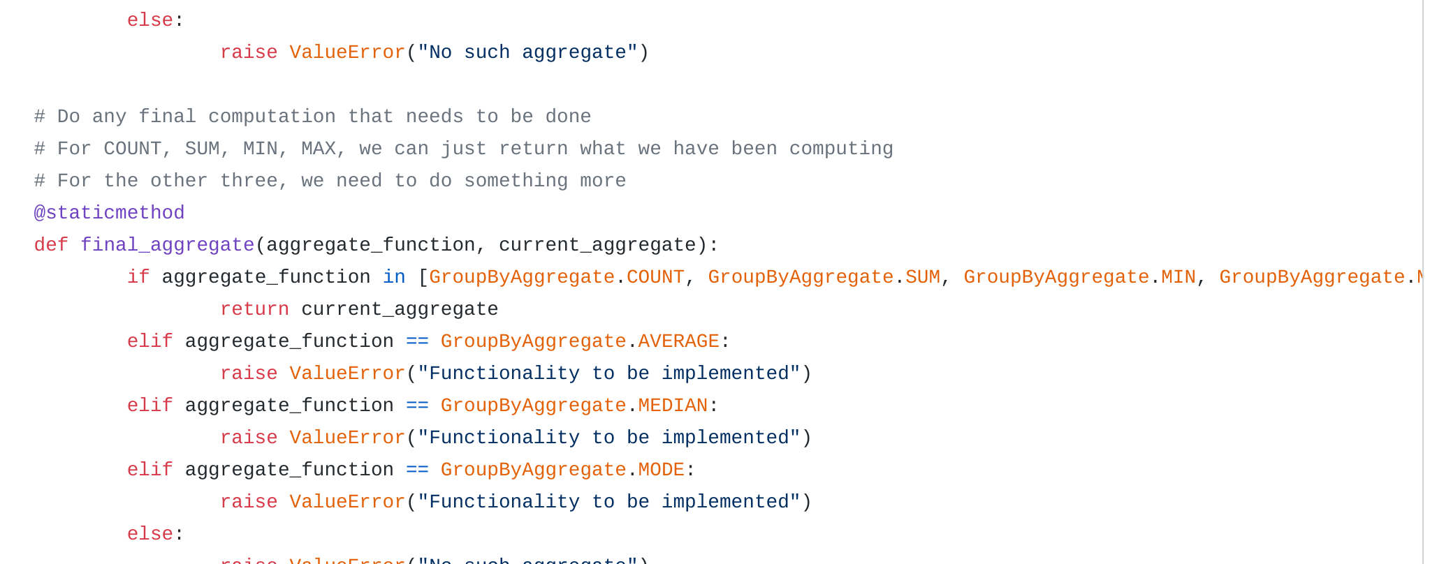 The GroupByAggregate handles 4 aggregation operators | Chegg.com