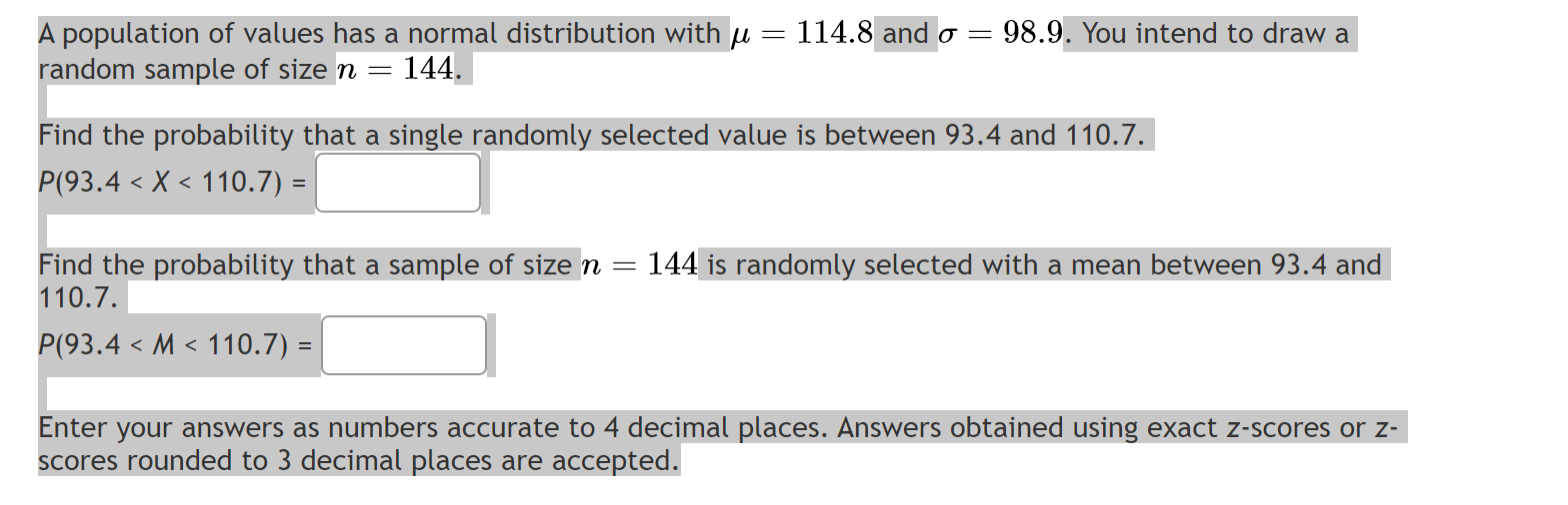 Solved A Population Of Values Has A Normal Distribution With