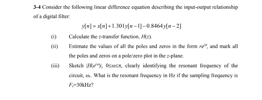 Solved 3-4 Consider the following linear difference equation | Chegg.com