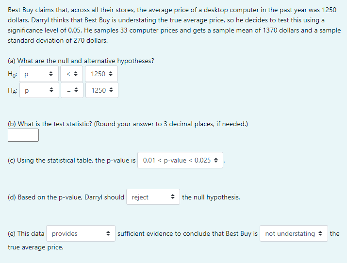 Solved Best Buy claims that, across all their stores, the | Chegg.com