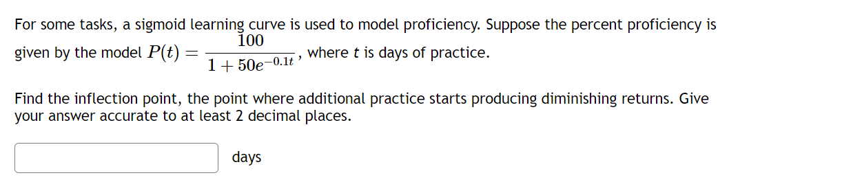 Solved For some tasks, a sigmoid learning curve is used to | Chegg.com