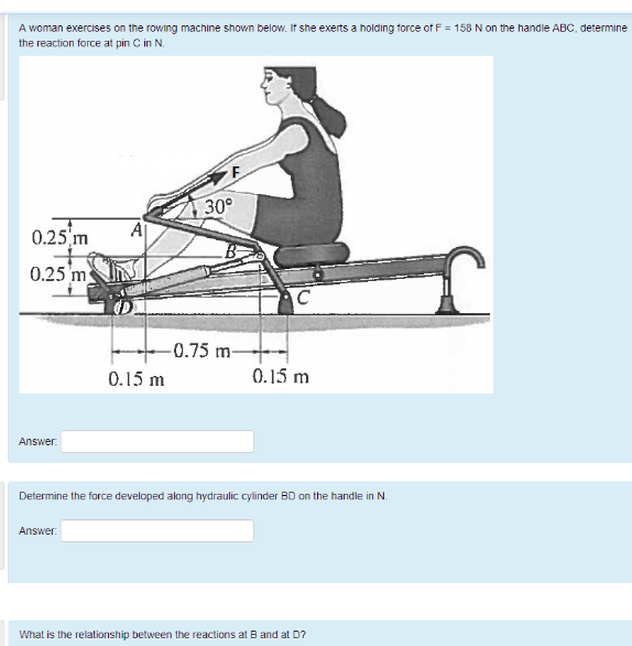 Solved A woman exercises on the rowing machine shown below, | Chegg.com