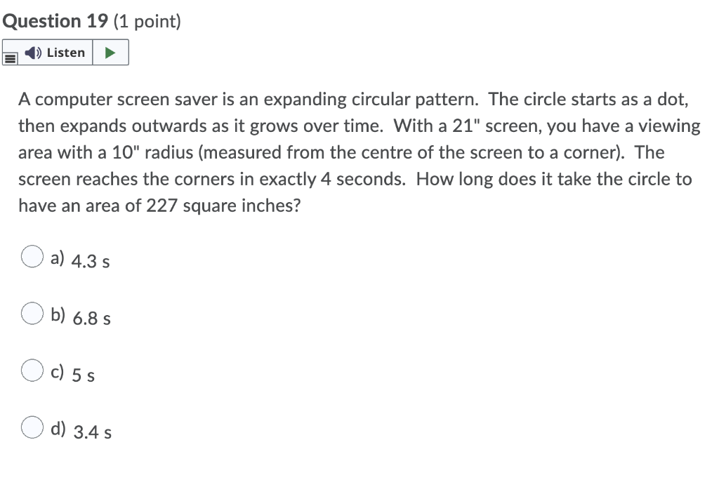 Solved Question 19 (1 point) Listen A computer screen saver | Chegg.com