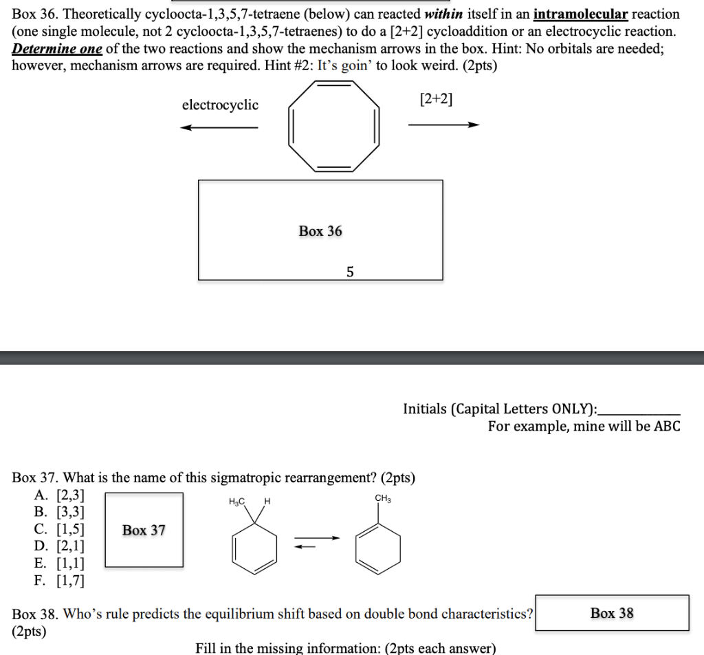 Solved Box 36. Theoretically cycloocta-1,3,5,7-tetraene | Chegg.com
