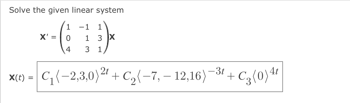 Solved Solve the given linear system | Chegg.com