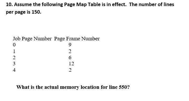 Solved 10. Assume the following Page Map Table is in effect. | Chegg.com