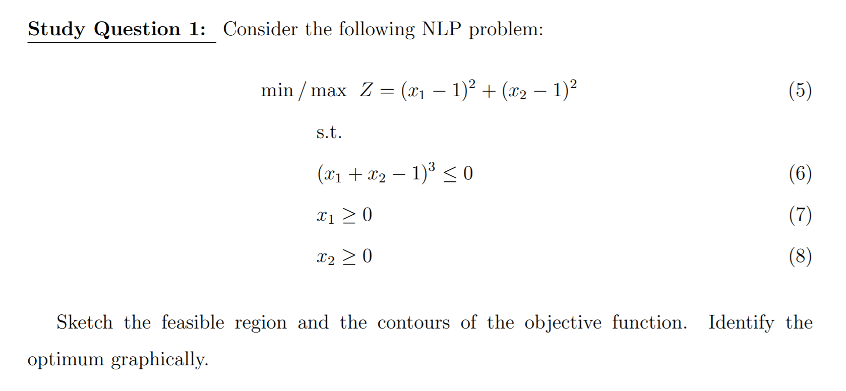 Solved Study Question 1: Consider the following NLP problem: | Chegg.com