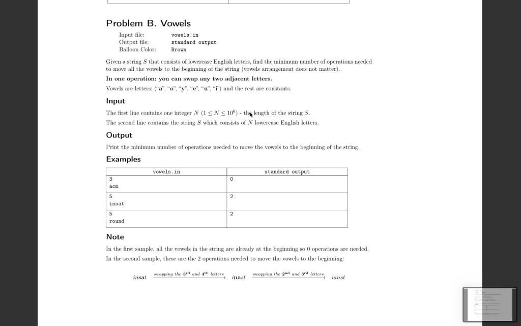 Solved Problem B Vowels Input File Output File 9888