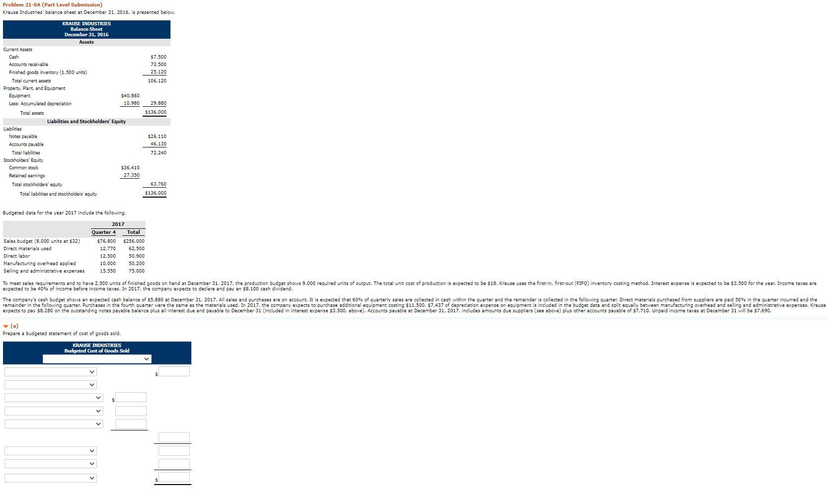 Solved Problem 21-6A (Part Level Submission) Krause | Chegg.com