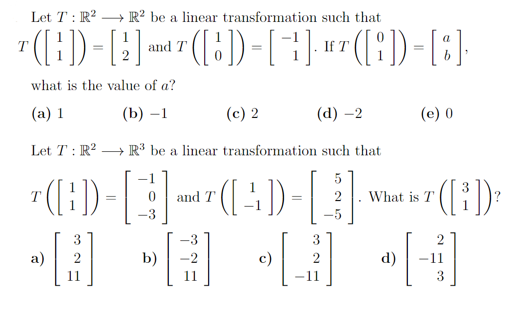 Solved Let T:R2 R2 be a linear transformation such that | Chegg.com