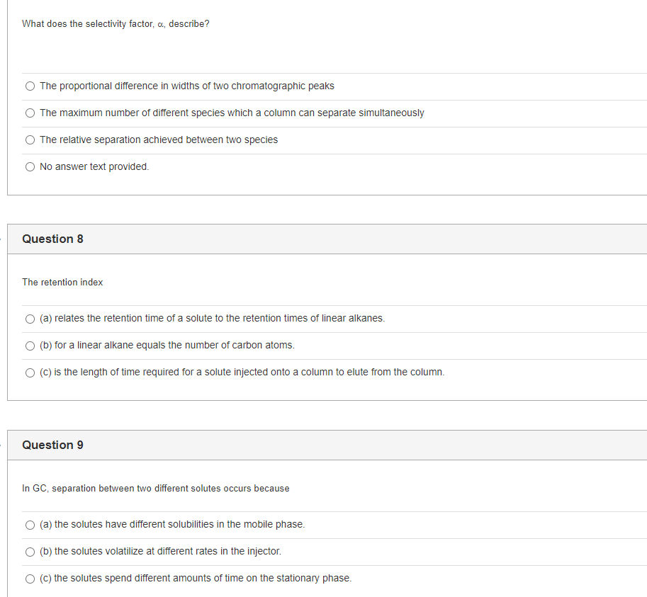 Solved What does the selectivity factor, a, describe? The | Chegg.com