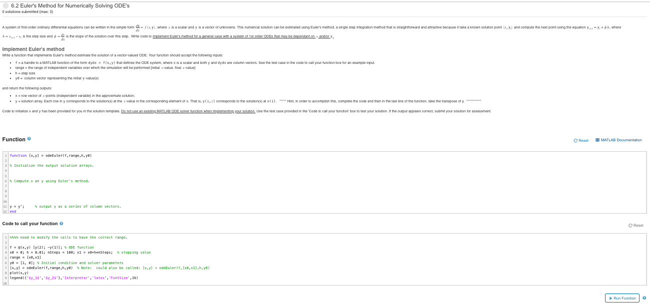 Implement Euler's method Wite a function that | Chegg.com Implement Euler's method Wite a function that | Chegg.com