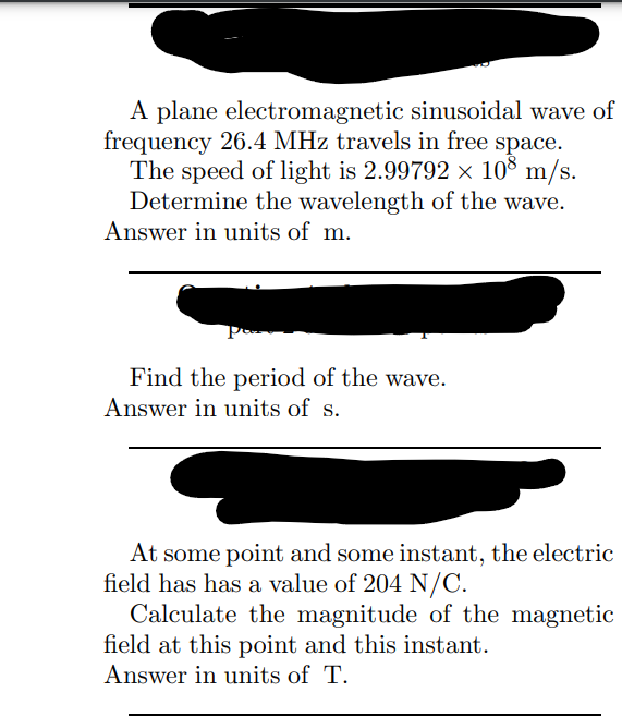 Solved A plane electromagnetic sinusoidal wave of frequency | Chegg.com