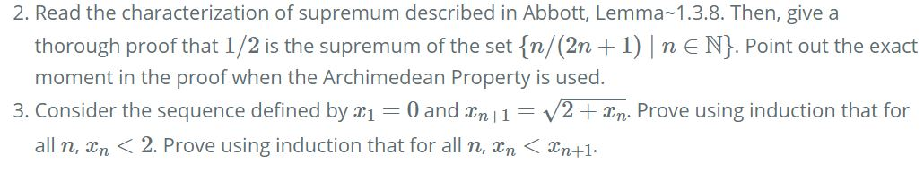 Solved 2. Read the characterization of supremum described in | Chegg.com