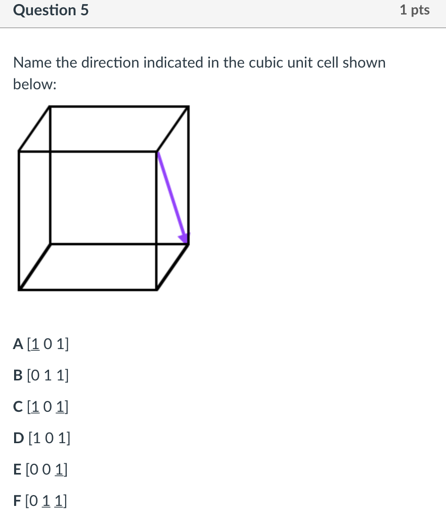 Solved Name the direction indicated in the unit cell shown | Chegg.com