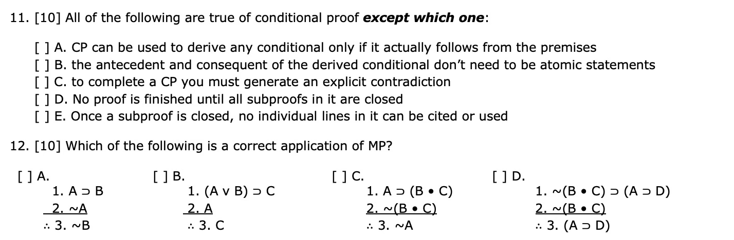 Solved 11. [10] All of the following are true of conditional | Chegg.com