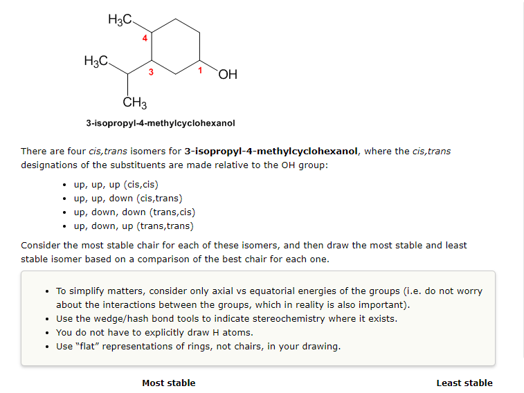 Solved H3C H3C OH CH3 3-isopropyl-4-methylcyclohexanol There | Chegg.com