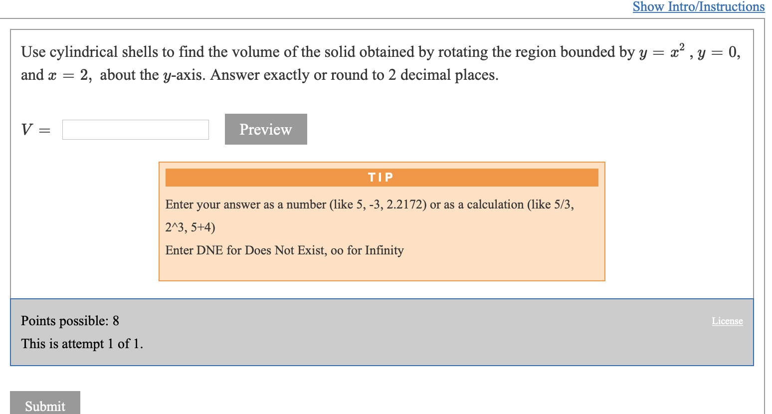 Solved Show Intro/Instructions Use cylindrical shells to | Chegg.com