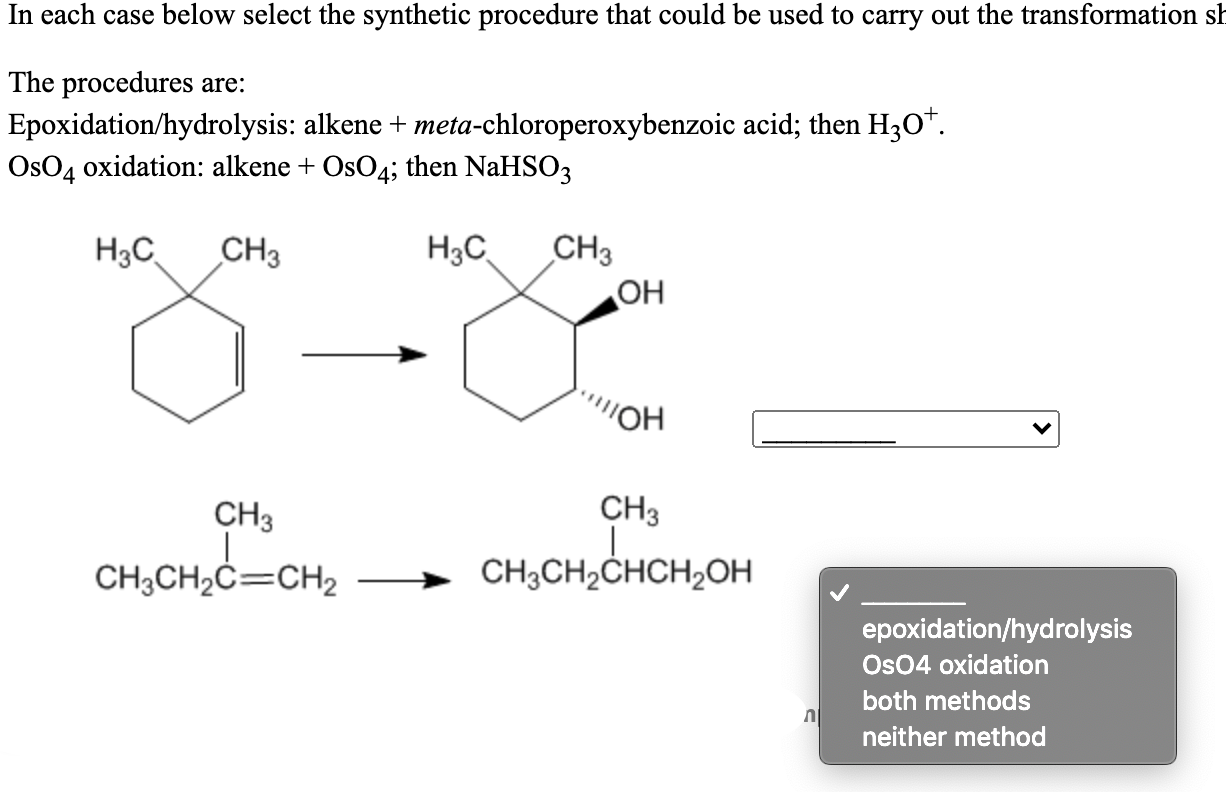 Solved In each case below select the synthetic procedure | Chegg.com