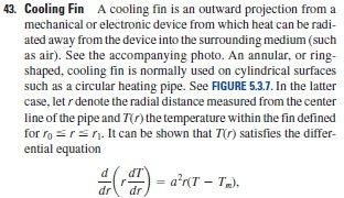 43. Cooling Fin A cooling fin is an outward | Chegg.com