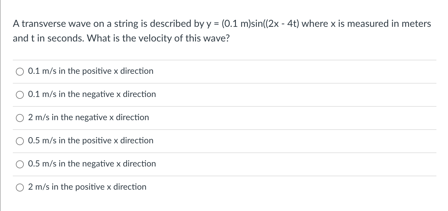 Solved A transverse wave on a string is described by y = | Chegg.com