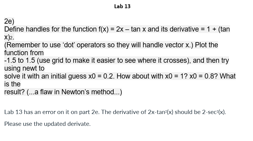 Solved Lab 13 2e) Define handles for the function | Chegg.com