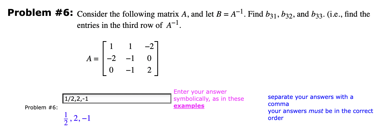 Solved oblem \# 6: Consider the following matrix A, and let | Chegg.com