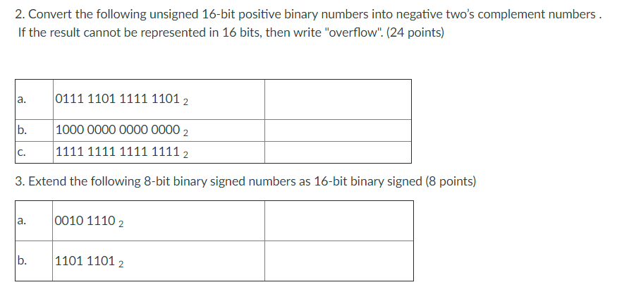 Solved 2 Convert The Following Unsigned 16 bit Positive Chegg
