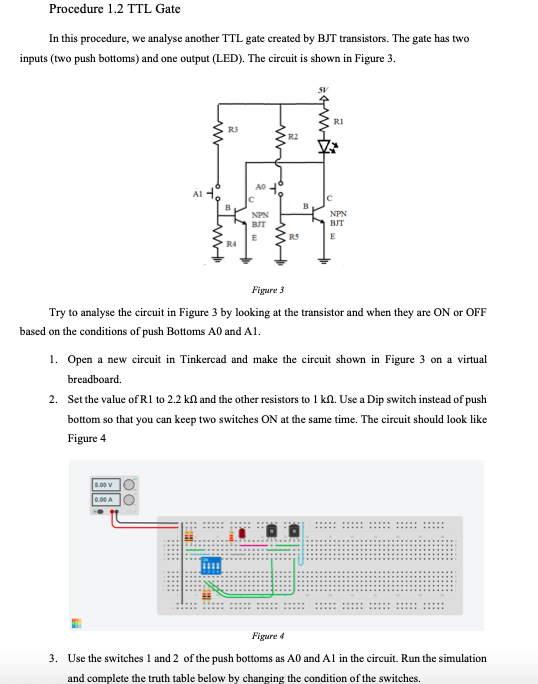 Solved Procedure 1.2 TTL Gate In this procedure, we analyse | Chegg.com