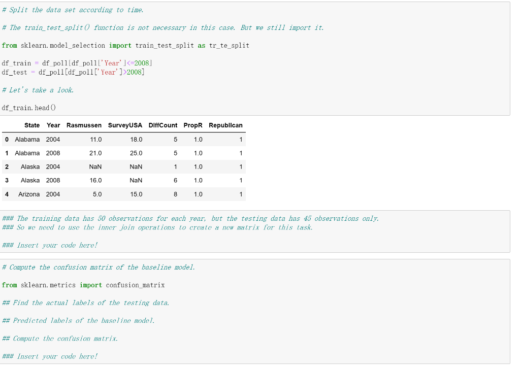 Solved split the data into a training set, consisting of all | Chegg.com