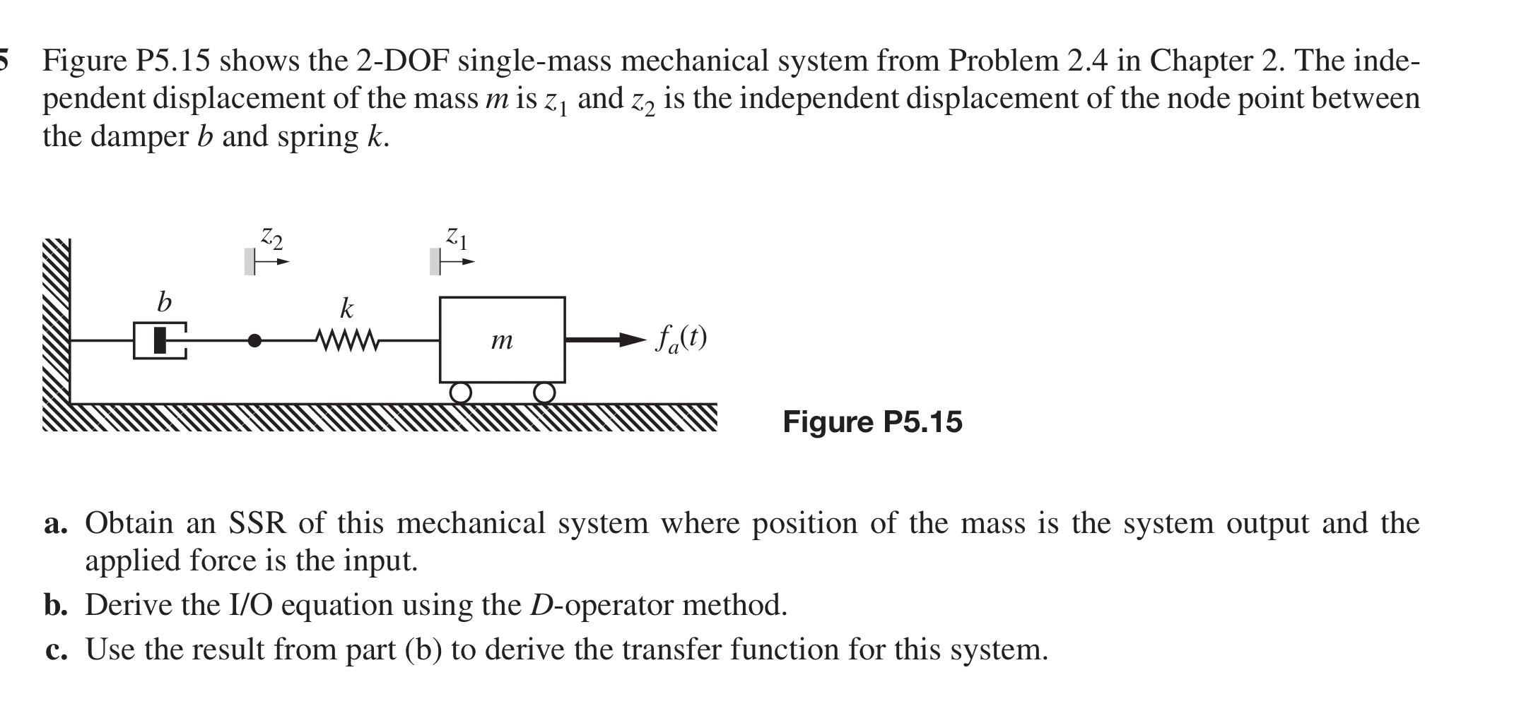 Solved Figure P5.15 shows the 2-DOF single-mass mechanical | Chegg.com