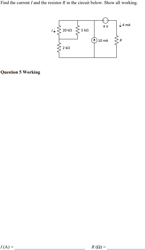 Solved Find the current I and the resistor R in the circuit | Chegg.com